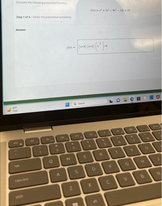 Solved Consider the following polynomial function. Step 1 of | Chegg.com