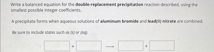 Solved Write a balanced equation for the double-replacement | Chegg.com
