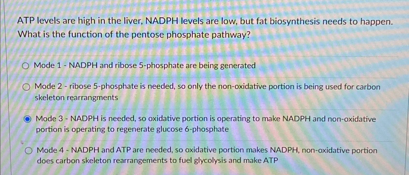 Solved ATP levels are high in the liver, NADPH levels are | Chegg.com