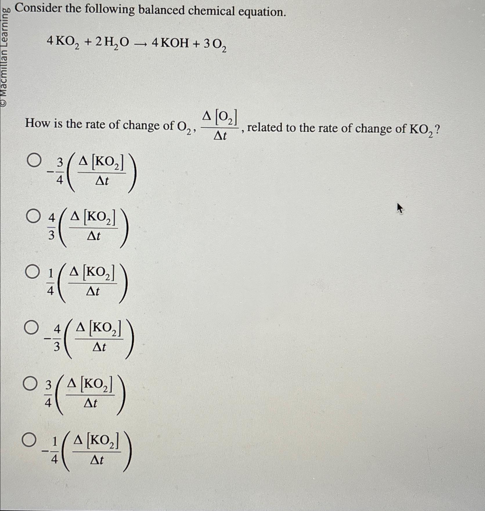 Solved Consider the following balanced chemical | Chegg.com