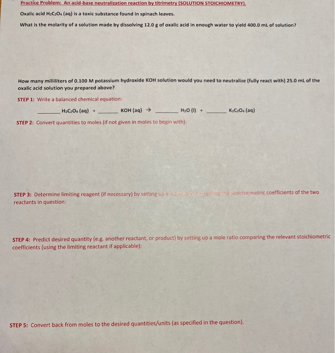 Solved Practice Problem: An acid-base neutralization | Chegg.com