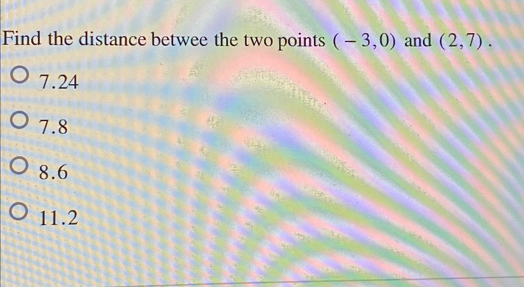 Solved Find the distance betwee the two points (-3,0) ﻿and | Chegg.com