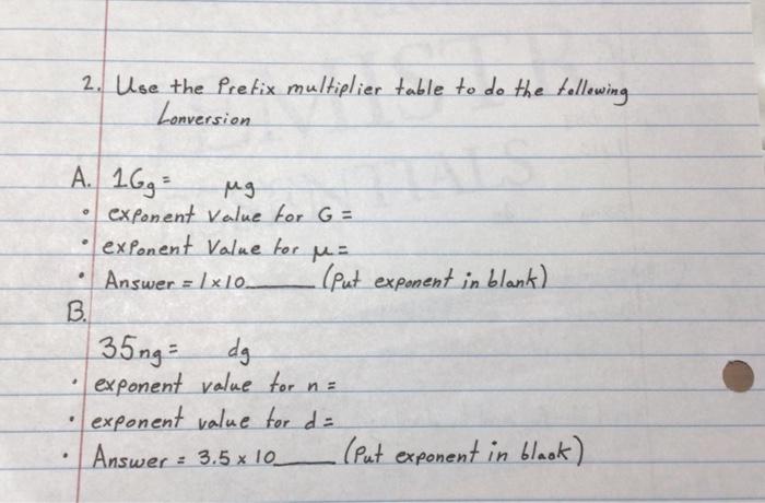 Solved 2. Use the Prefix multiplier table to do the | Chegg.com