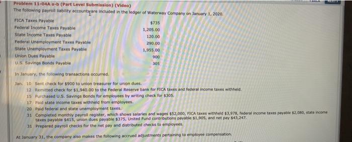 Solved Problem 11-04A a-b (Part Level Submission) (Video) | Chegg.com