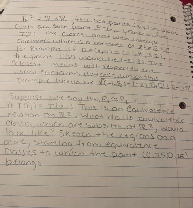Solved R2=R×R, the set points (x,y) in plane Given any such | Chegg.com