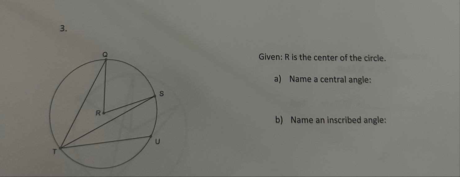 Given: R is the center of the circle.a) ﻿Name a | Chegg.com