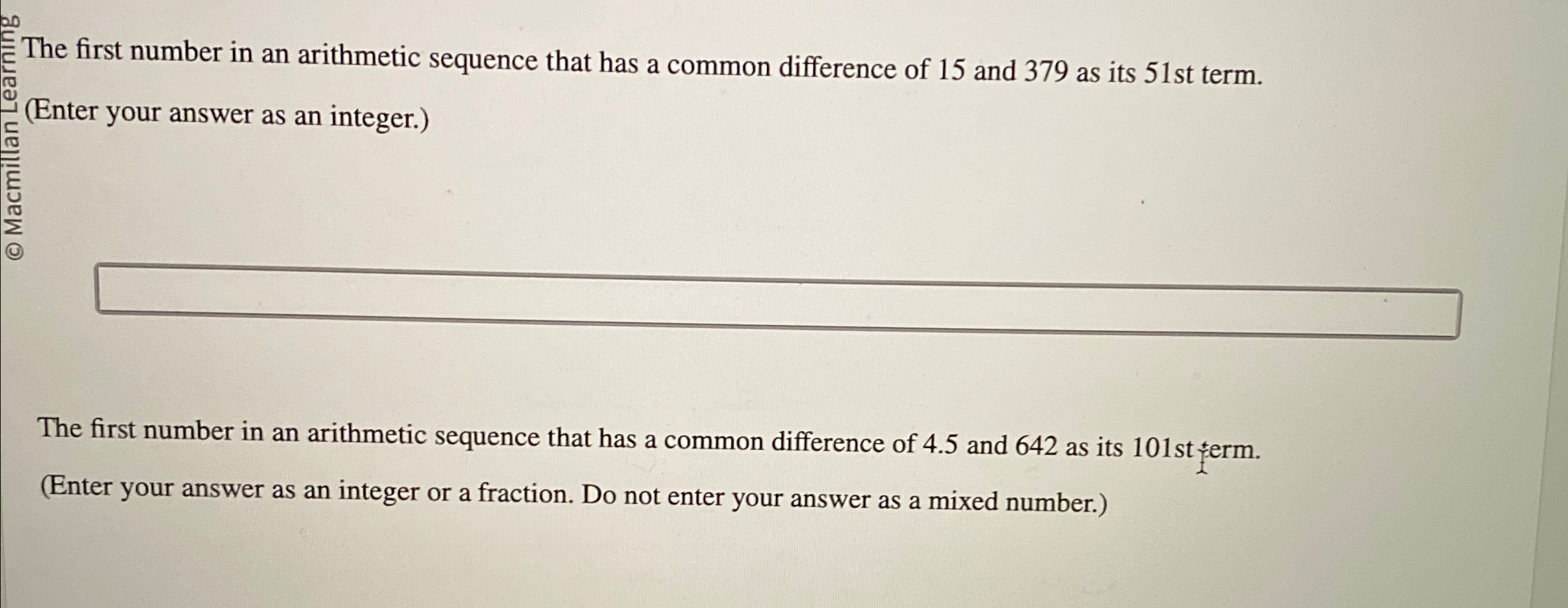 Solved The first number in an arithmetic sequence that has a | Chegg.com