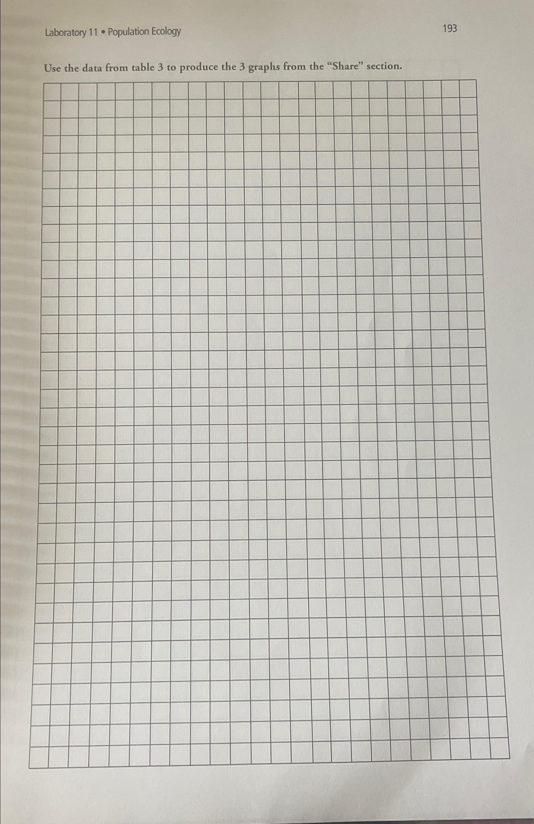 Laboratory 11 * ﻿Population Ecology193 | Chegg.com