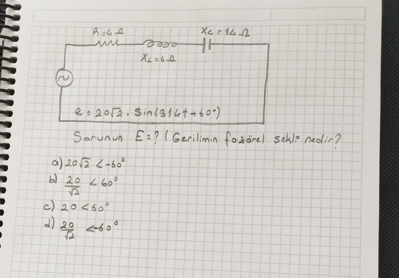 Sarunun E:? (Gerilimin fozörel sekli nedir? a) | Chegg.com