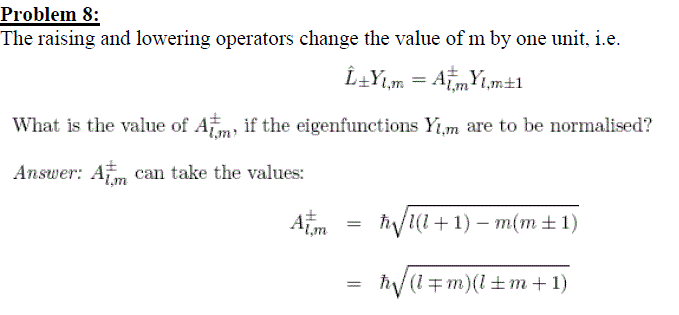 The raising and lowering operators, change the value | Chegg.com