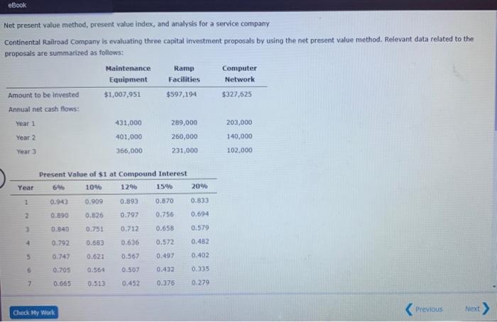 Solved Net Present Value Method Present Value Index And 3634