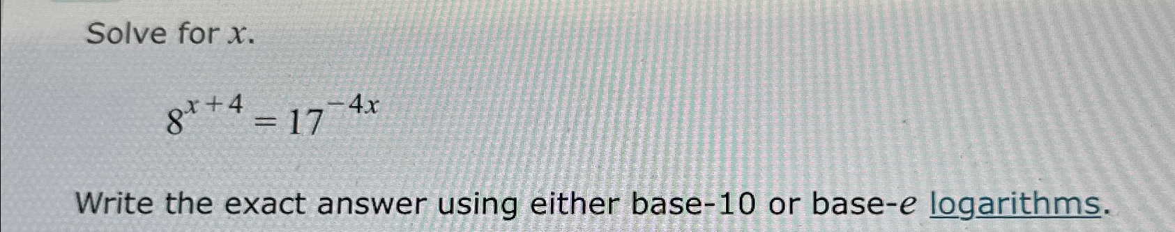 Solved Solve for x.8x+4=17-4xWrite the exact answer using | Chegg.com
