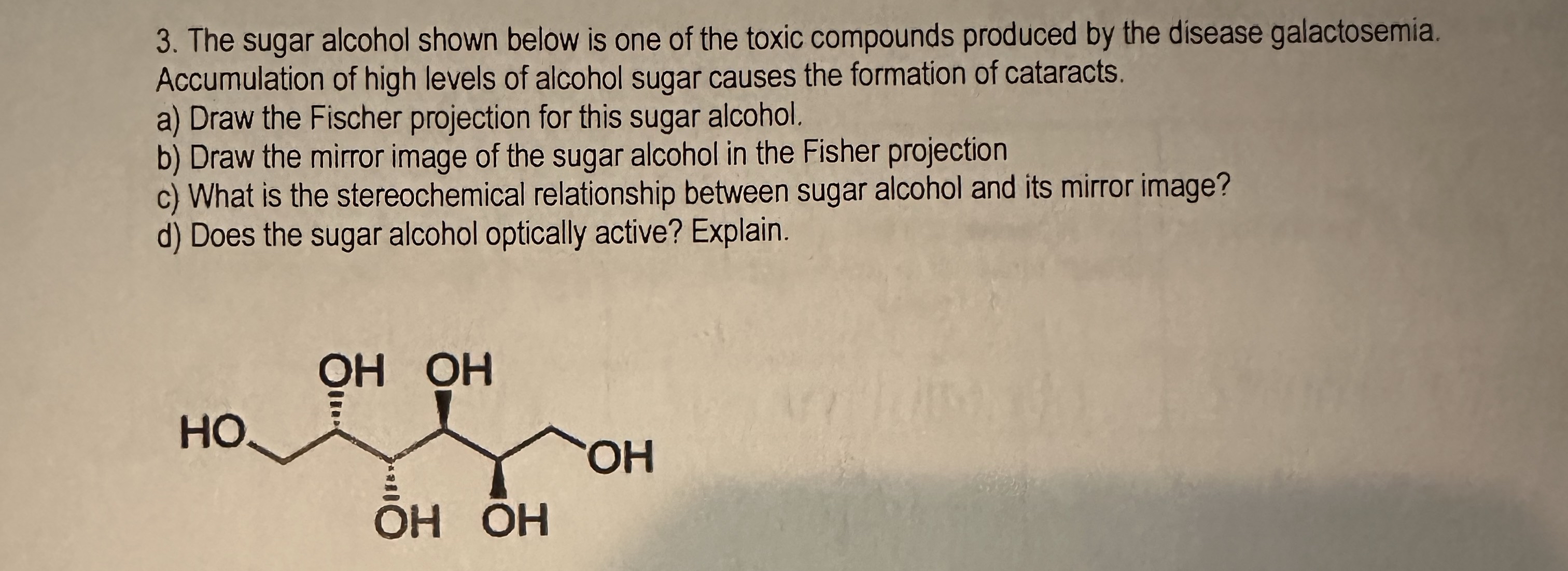 Solved The sugar alcohol shown below is one of the toxic | Chegg.com