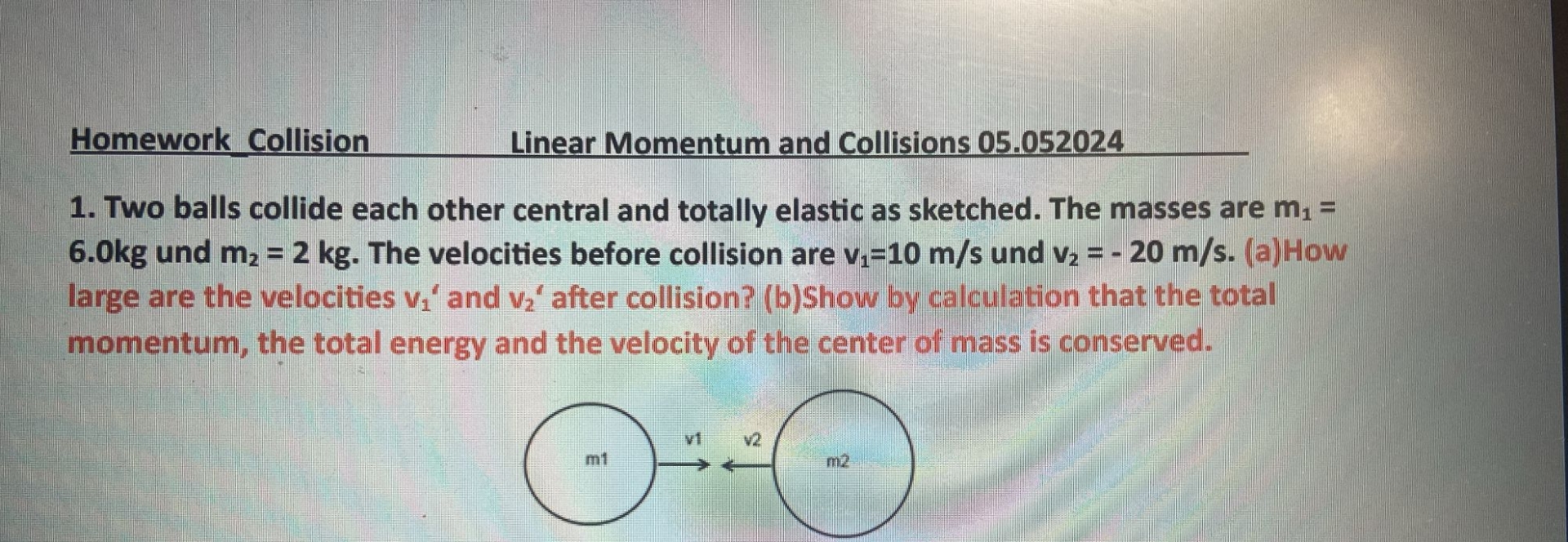 Solved Homework_CollisionLinear Momentum and Collisions | Chegg.com