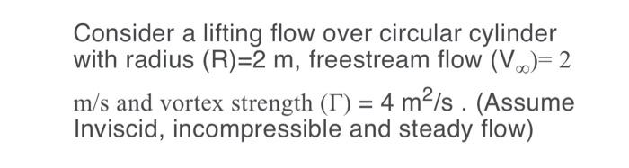 Solved Consider a lifting flow over circular cylinder with | Chegg.com