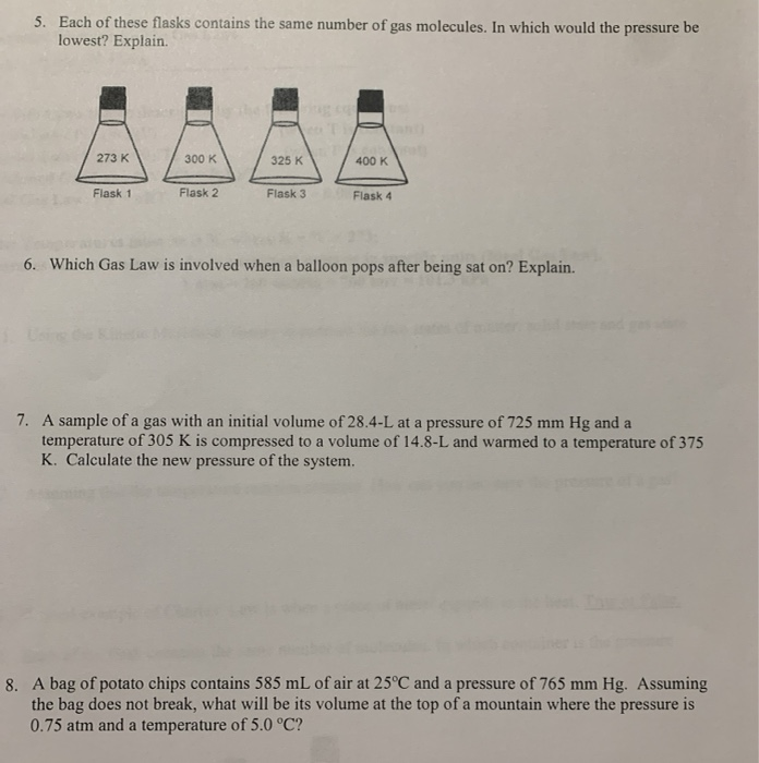 Solved 5. Each of these flasks contains the same number of | Chegg.com