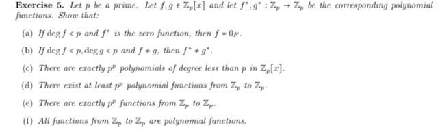 Solved Exercise 5. Let p be a prime. Let f.9 e Z[