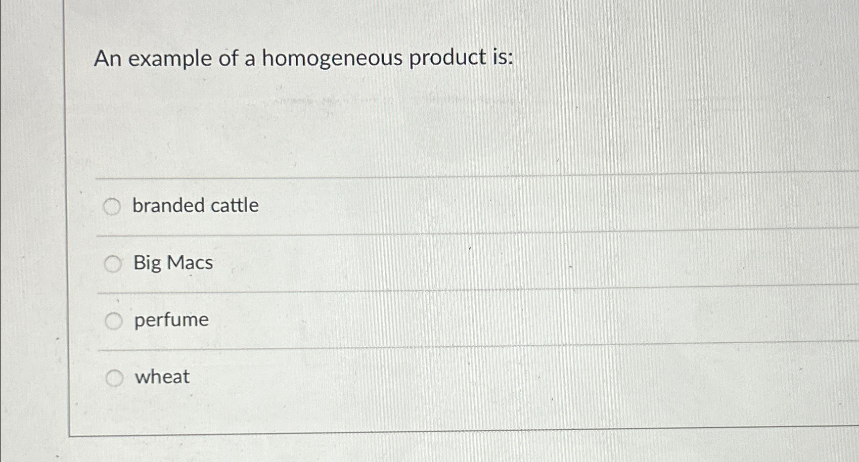 Solved An example of a homogeneous product is:branded | Chegg.com