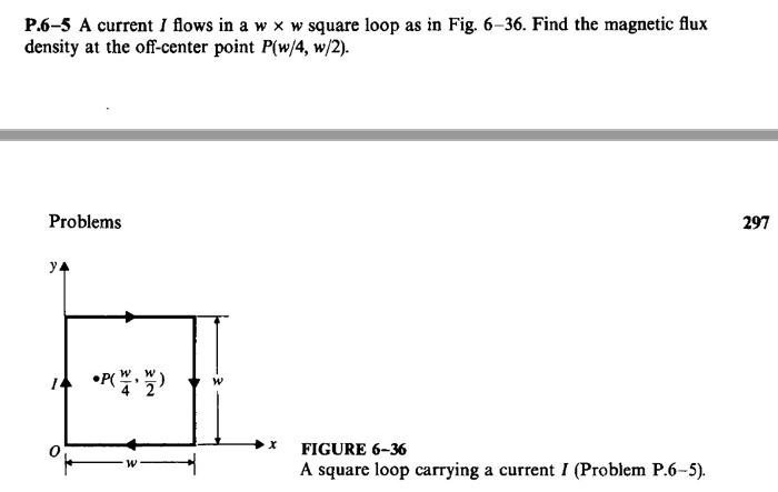 Solved P.6-5 A current I flows in a w x w square loop as in | Chegg.com