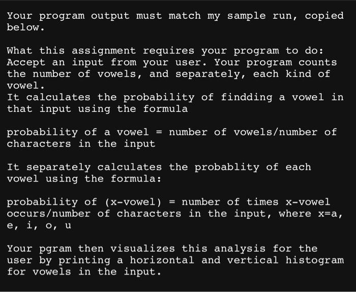 Solved Your program output must match my sample run, copied | Chegg.com