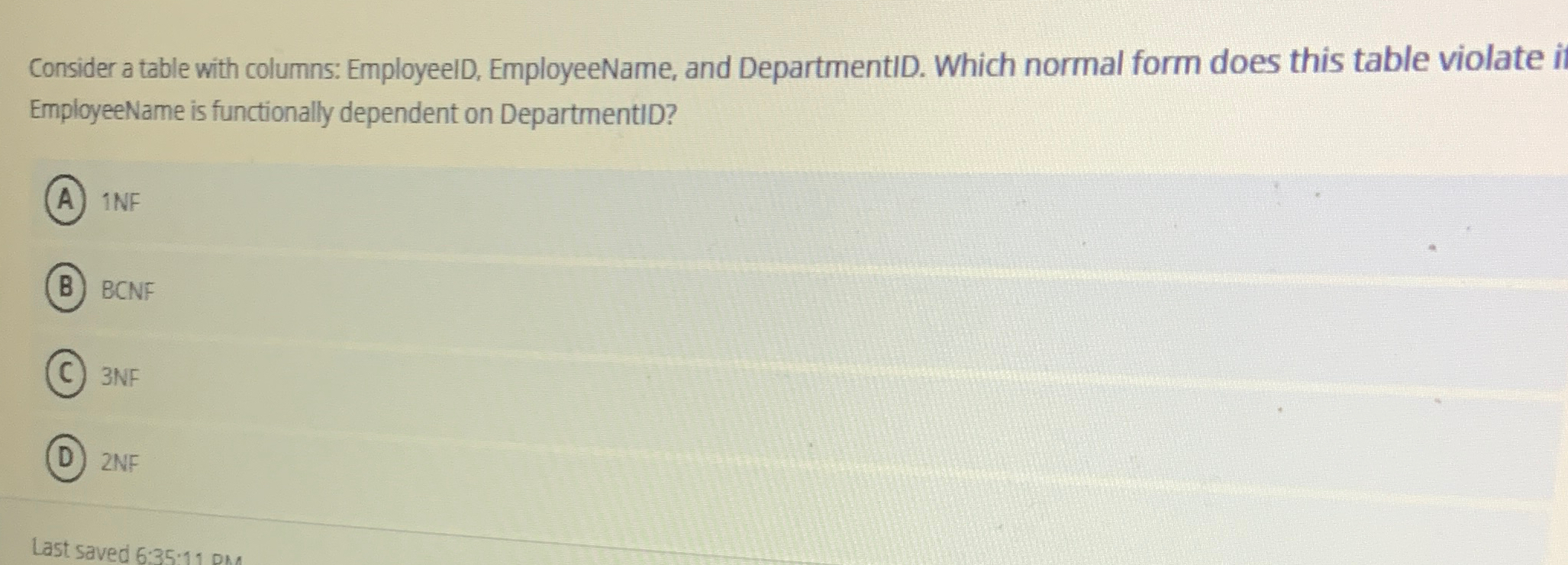 Solved Consider a table with columns: EmployeeID, | Chegg.com