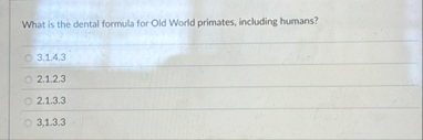 Solved What is the dental formula for Old World primates, | Chegg.com