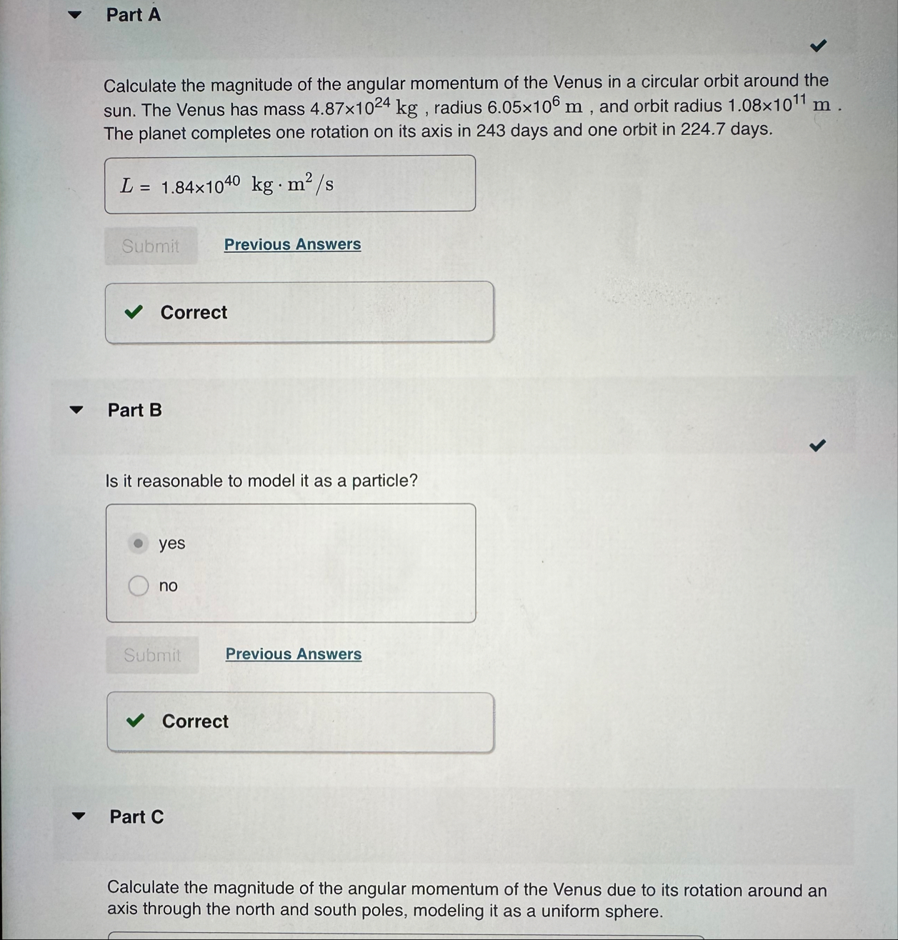 Part ACalculate the magnitude of the angular momentum | Chegg.com