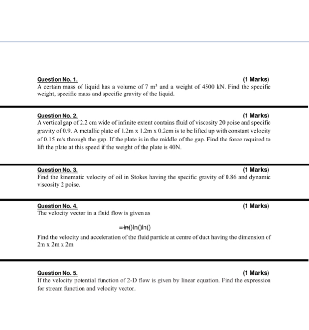 Solved Question No. 1.(1 ﻿Marks)A certain mass of liquid has | Chegg.com