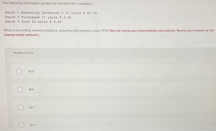 Solved The following information pertains to inventory for a | Chegg.com