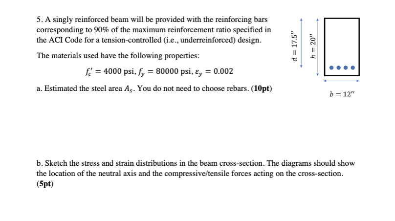 Solved A singly reinforced beam will be provided with the | Chegg.com