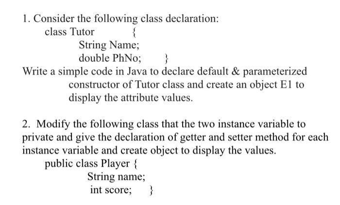 1. Consider the following class declaration: class | Chegg.com