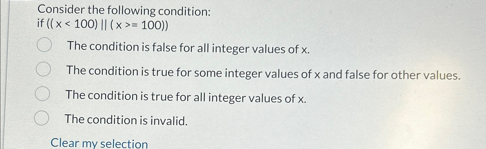 Solved Consider the following condition:if ))