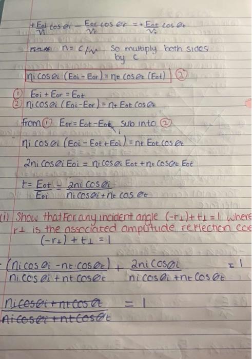 Complete and do out the derivation for r ll | Chegg.com