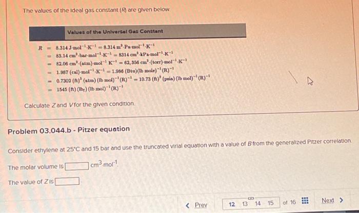 Solved The values of the Ideal gas constant (R) are given | Chegg.com