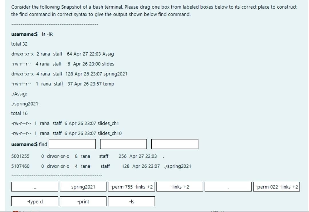 Solved Consider the following Snapshot of a bash terminal. | Chegg.com
