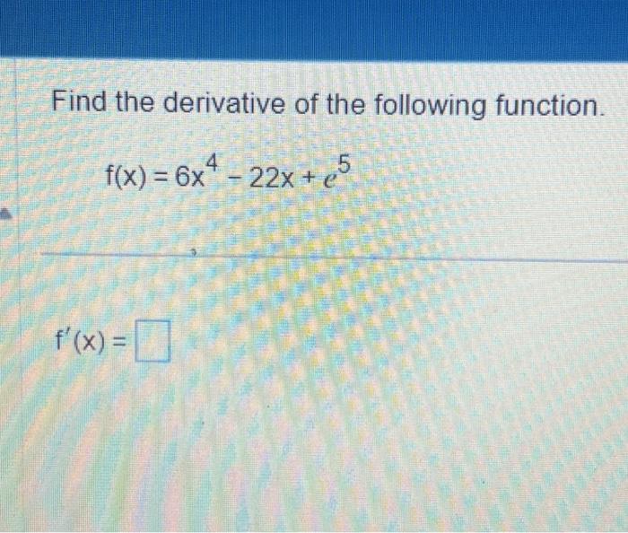 Solved Find the derivative of the following function. f(x) = | Chegg.com