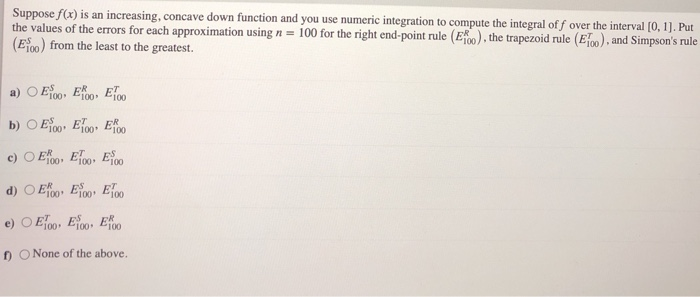 Solved Suppose f(x) is an increasing, concave down function | Chegg.com