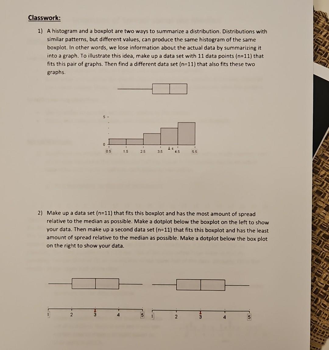 Solved 1) A histogram and a boxplot are two ways to | Chegg.com
