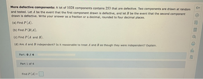 Solved More defective components: A lot of 1028 components | Chegg.com