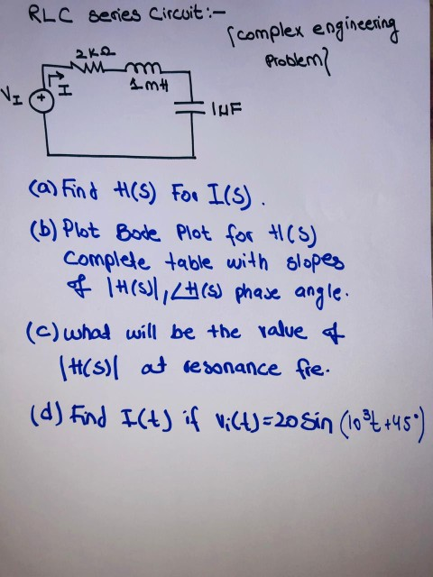 Solved RLC Series Circuit:- 20. (complex engineering | Chegg.com