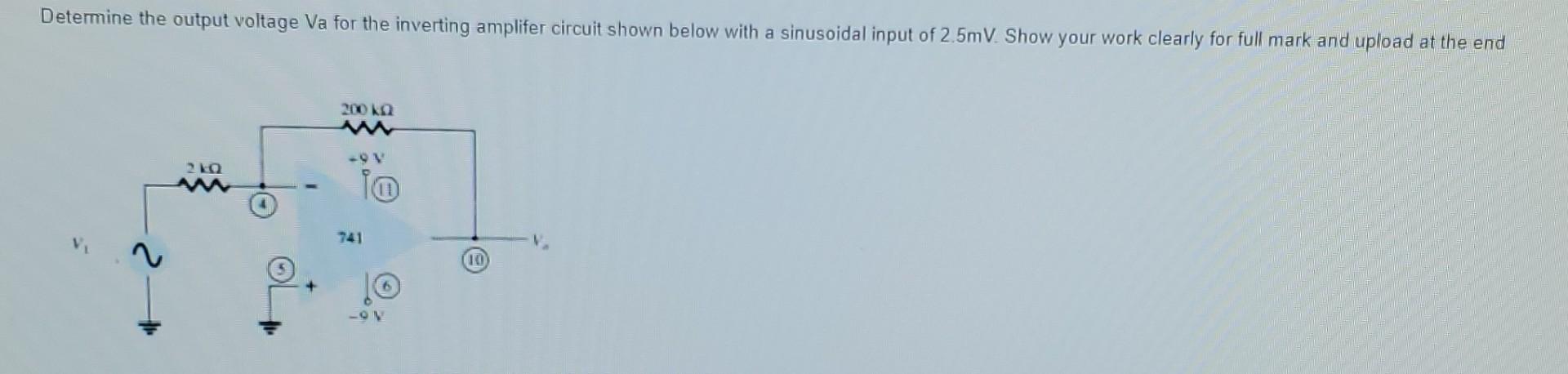Solved Determine the output voltage Va for the inverting | Chegg.com