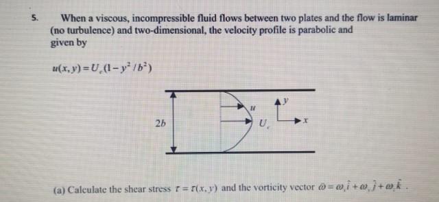 Solved When a viscous, incompressible fluid flows between | Chegg.com
