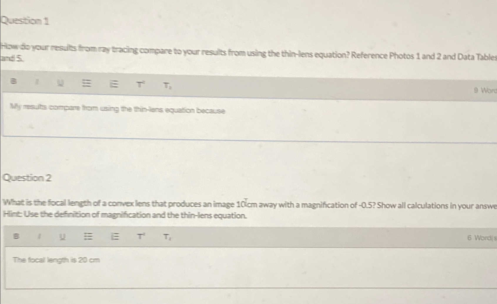 Solved Question 1How doyour results firom ray tracing | Chegg.com