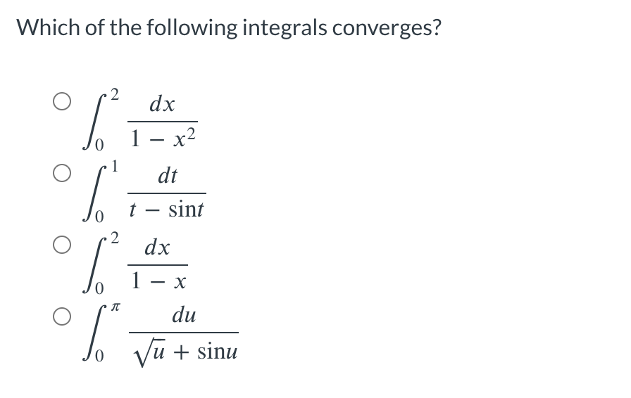 Solved Which of the following integrals | Chegg.com