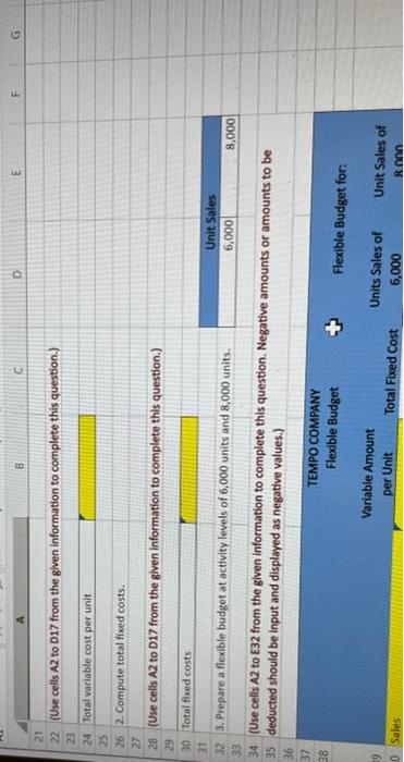 Solved A1 Accessibility tab summary: Tempo Company's fixed | Chegg.com