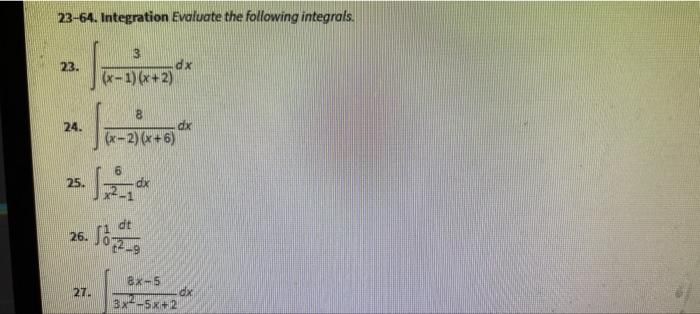 Solved 23-64. Integration Evaluate the following integrals. | Chegg.com