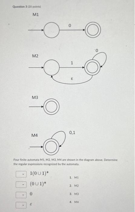 Solved Four finite automata M1. M2, M3, M4 are shown in the | Chegg.com
