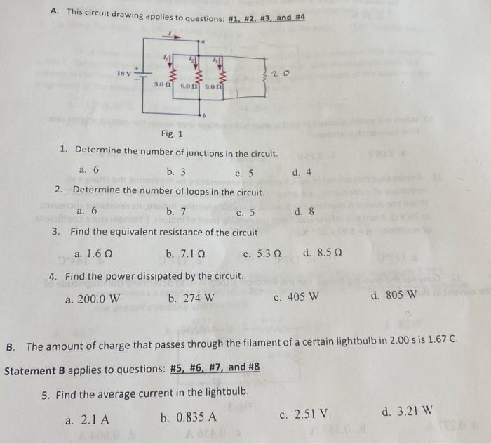 A This Circuit Drawing Applies To Questions 