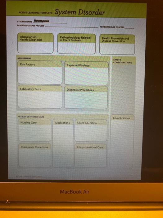 Solved ACTIVE LEARNING TEMPLATE: System Disorder STOTNAME | Chegg.com