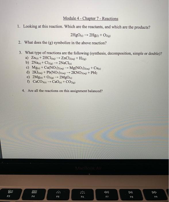 Solved Module 4 - Chapter 7 - Reactions 1. Looking at this | Chegg.com